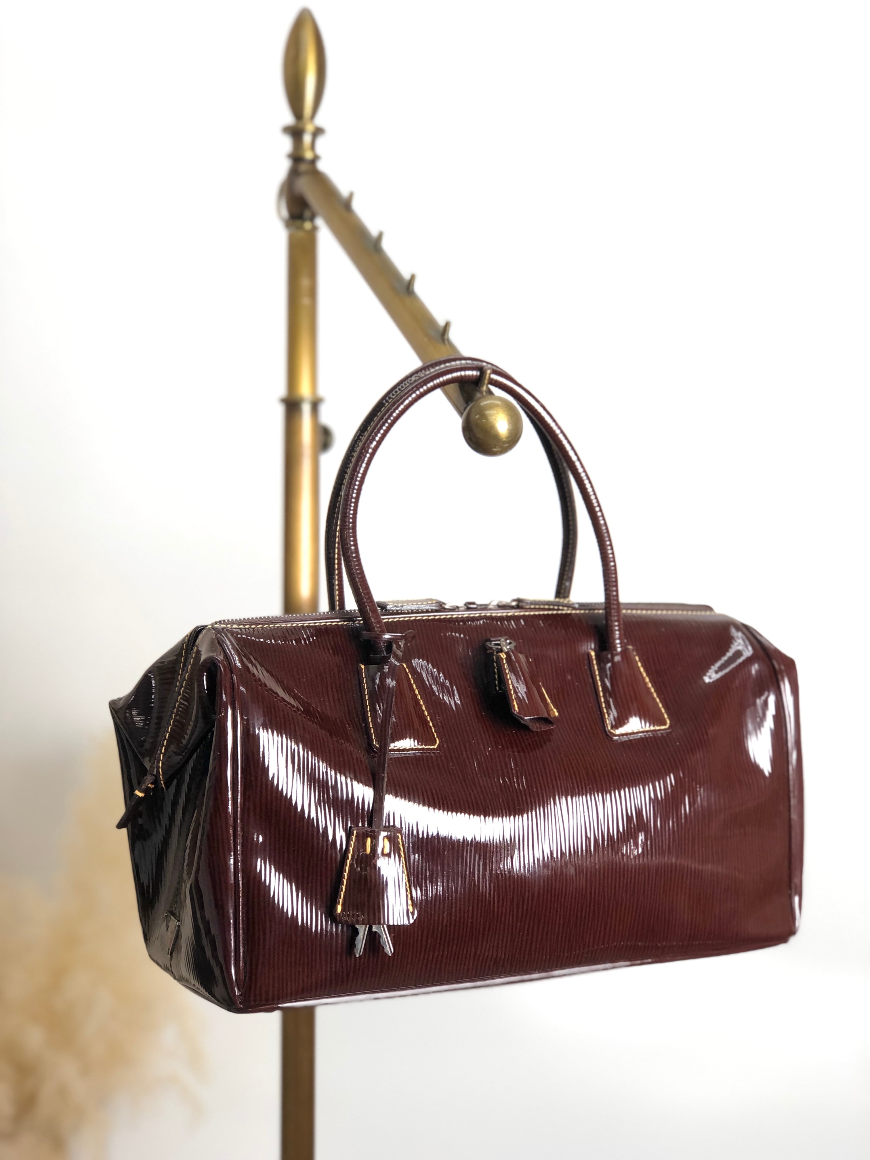 PRADA プラダ ハンドバッグ ブラウン トライアングルロゴ PRADA プラダ ハンドバッグ ブラウン トライアングルロゴ