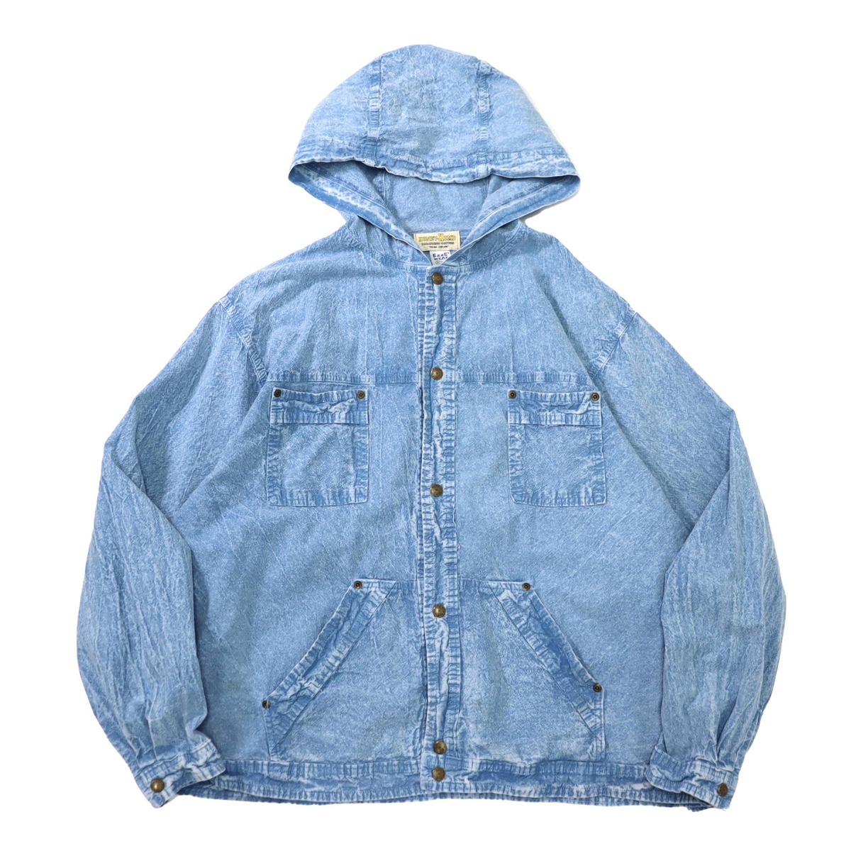 [L] 90's EZZE WEAR Honey-Komb Hooded Shirt Blue | mongos
