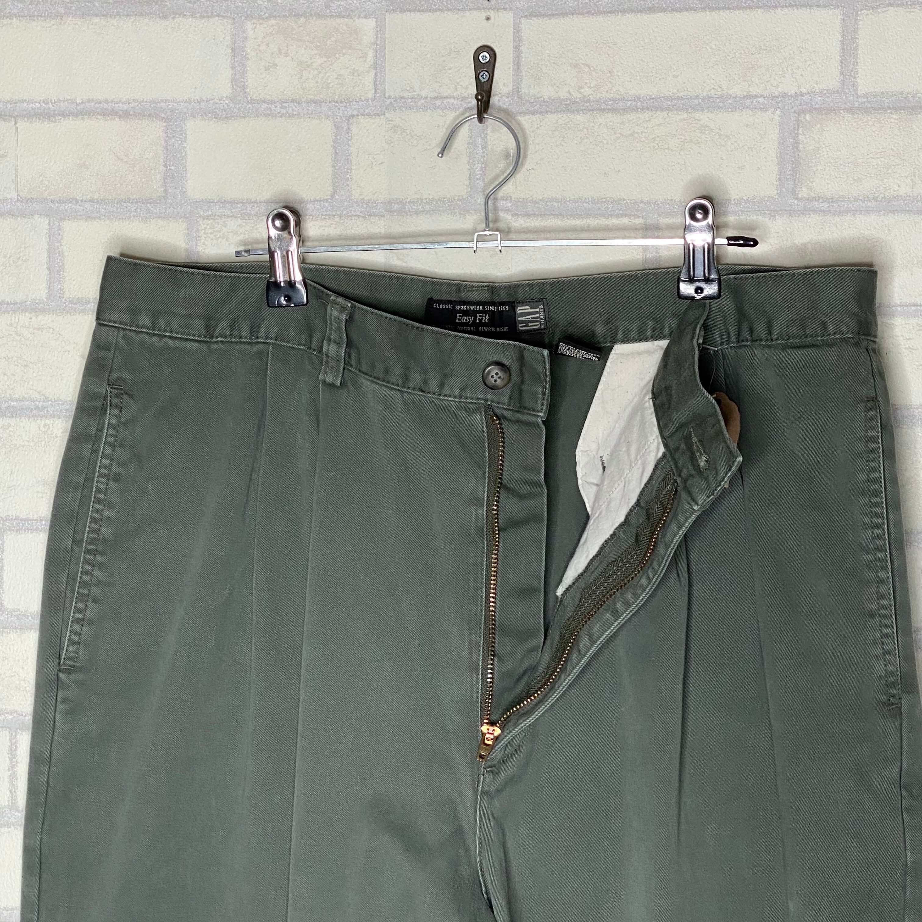 GAP ツータックコットンパンツ W36×L34 カーキ | 古着屋OLDGREEN