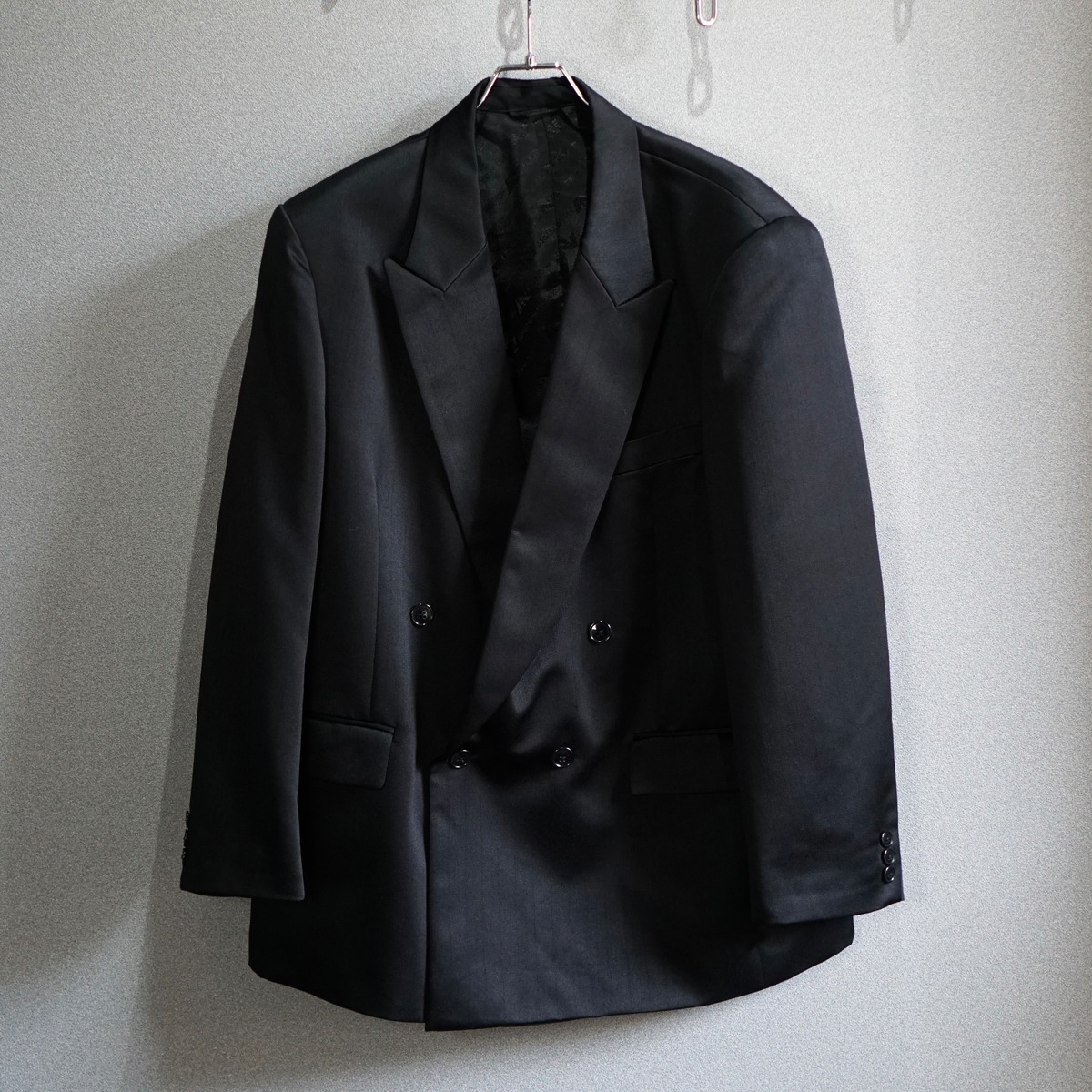 Vintage "Giorgio Armani" double breasted tailored jacket "Shiny jet BLACK" | Polaroid vintage【ポラロイド】