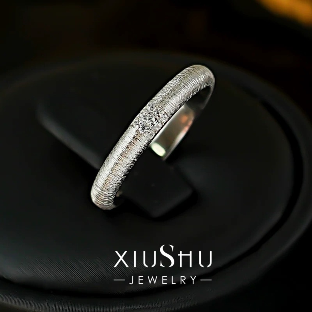 織物 ブラッシュ 高炭素ダイヤモンド キラキラ ゴージャス レトロ リング ホワイト シルバー 細い 指輪 メレ パヴェ シルバー925 | キラキラゴージャスジュエリーのXIUSHU(シュシュ)