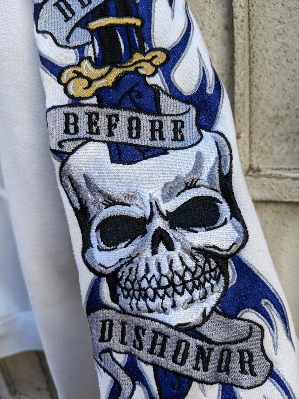 "SKULL & FIRE" y2k embroidery parka vintage | 深緑オンライン