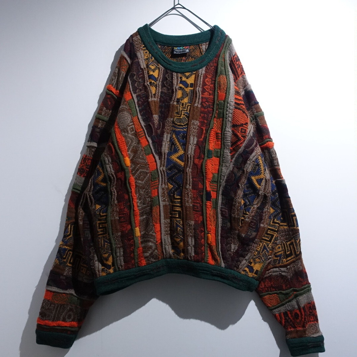 90s “COOGI” Multicolor 3D Pattern Design Pure Wool Knit | 古着屋 FORCE