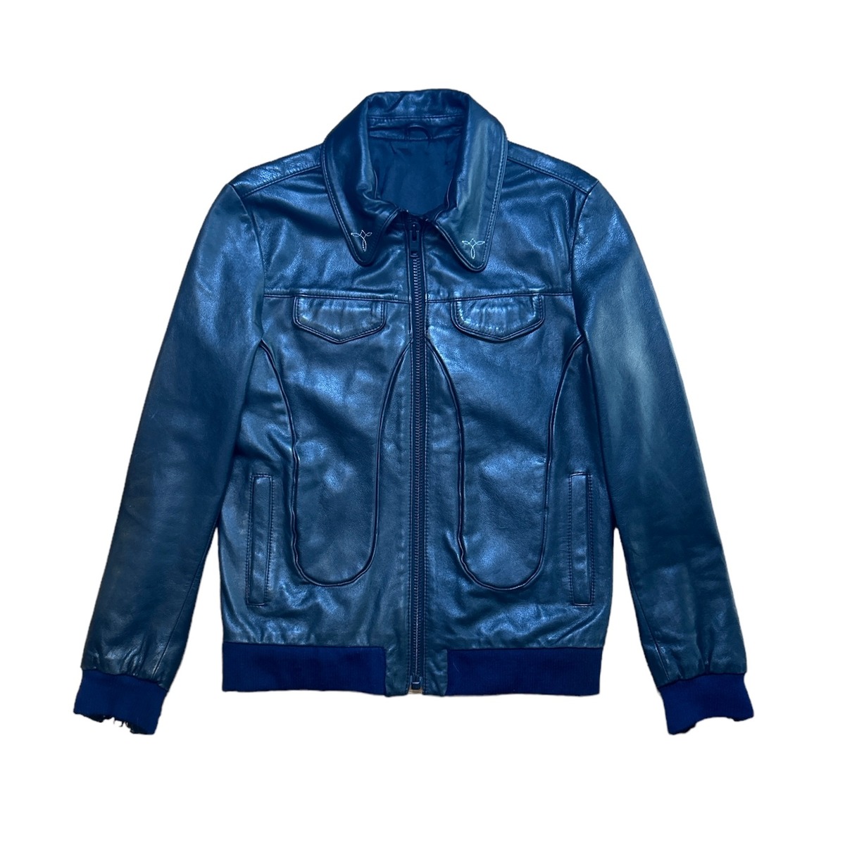 cow leather stitch jacket | TIP OF TONGUE