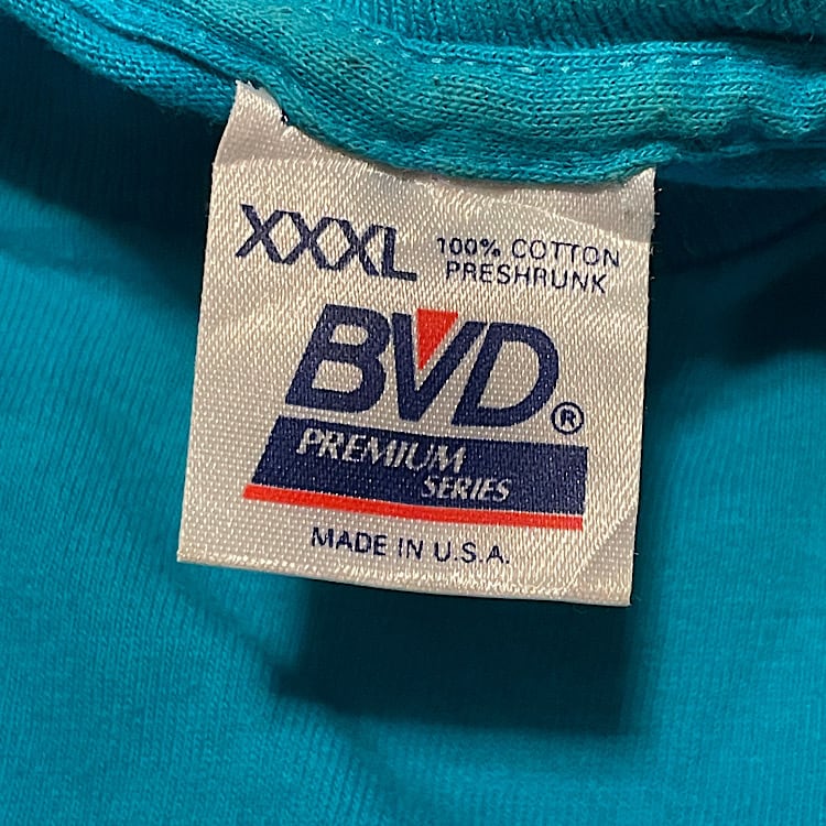 90s BVD ビンテージ ポケット付き ポケT 無地Tシャツ USA製 ビッグサイズ(ターコイズブルー,XXXL 3XLサイズ)袖裾シングルステッチ | ヴィンテージ古着&アンティーク商品 ...