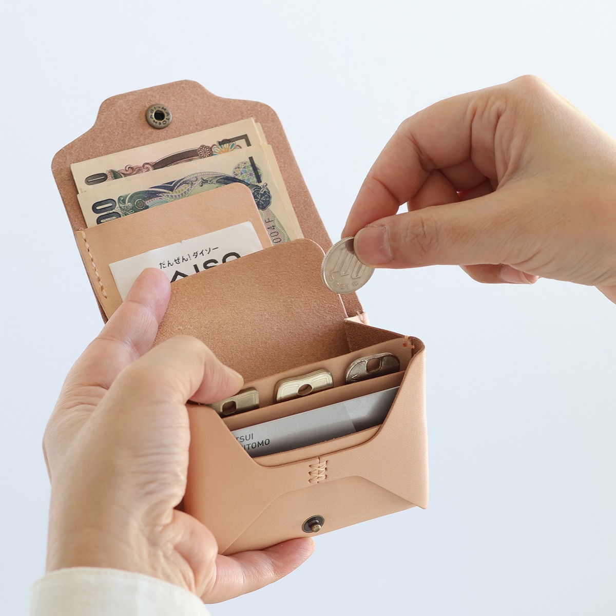 お札が折れない 鍵が入るコンパクト財布 LF-031 ヌメ革ALL ミニ財布 レザーウォレット 小さい財布 軽い財布【受注生産30日前後】 | Tunagu＆Le/freem workshop
