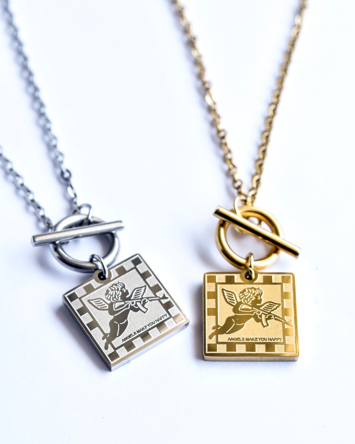 angel square necklace stainless steel N34 | AKUA