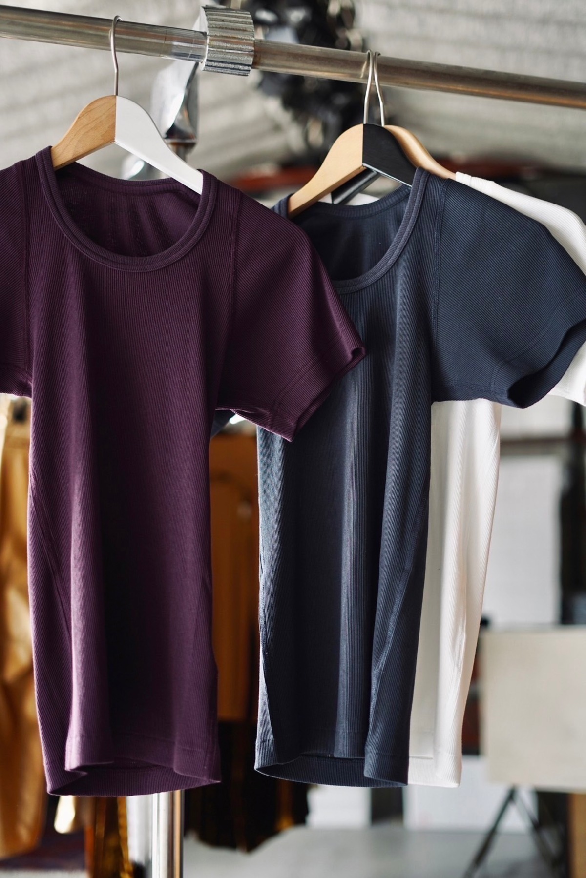 OVERNEATH / Rib T 027 (White , Navy , Plum) | JUQUI Online