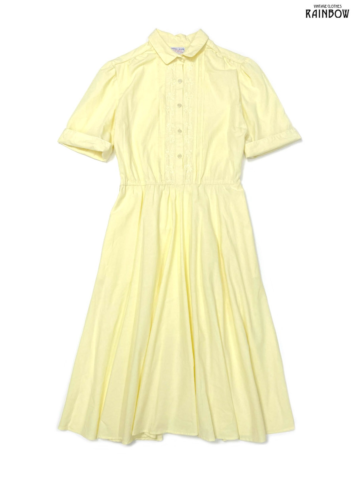 古着 miss joni 花柄刺繍 コットン ロング丈 半袖 ワンピース レモンイエロー (otu2504165) | 古着屋RAINBOW