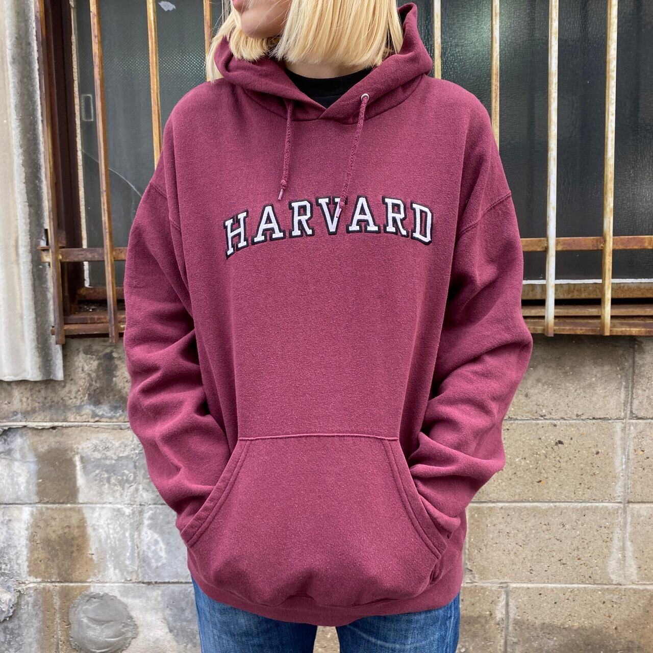 Lee リー ヘビーウェイト HARVARD ハーバード カレッジロゴ刺繍 プルオーバー スウェットパーカー メンズM 古着 カレッジロゴ ...
