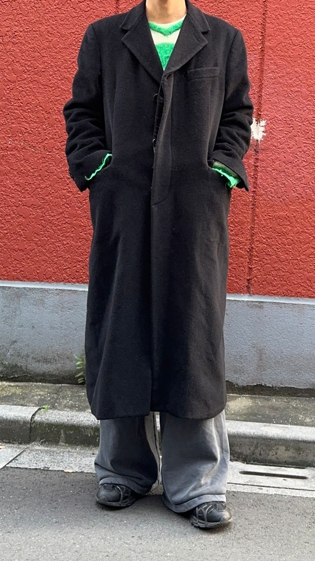 wool long chester coat | emeraude
