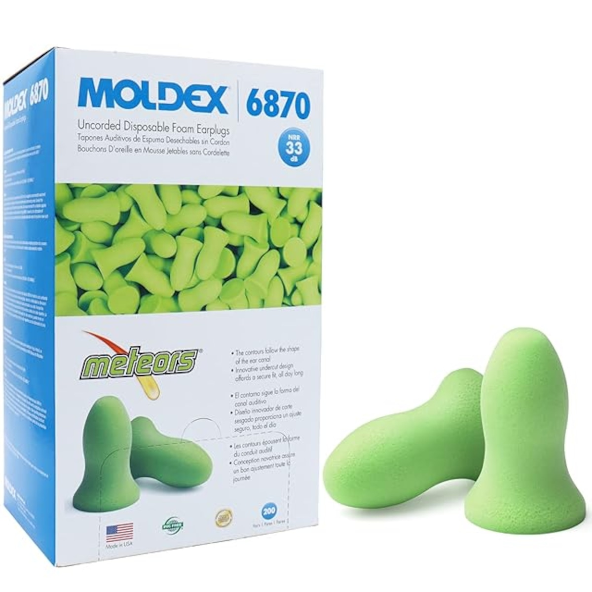 MOLDEX(モルデックス) メテオ meteors 約200ペア 6870 耳栓 睡眠用 いびき対策 遮音 安眠グッズ 勉強 飛行機 作業用 ...