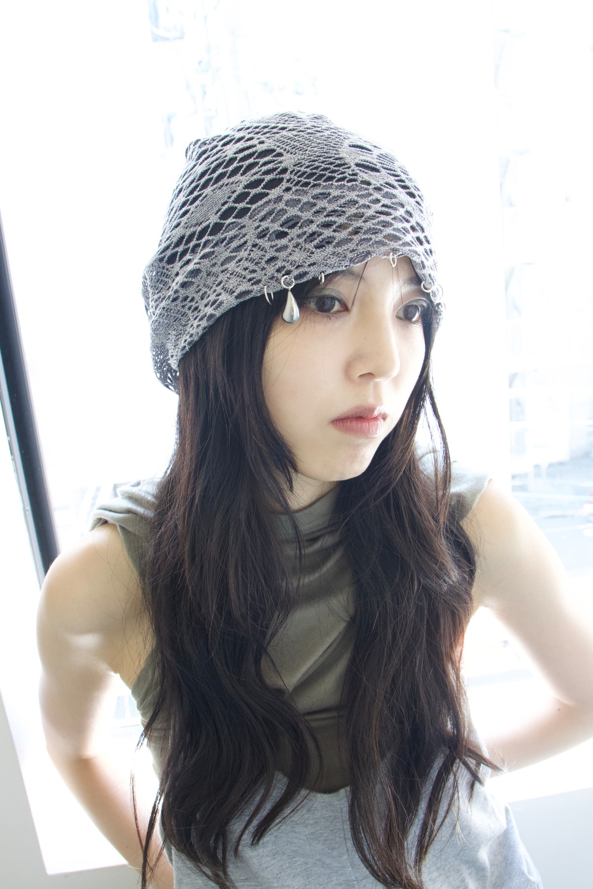 Chain crochet beanie gray | semeul