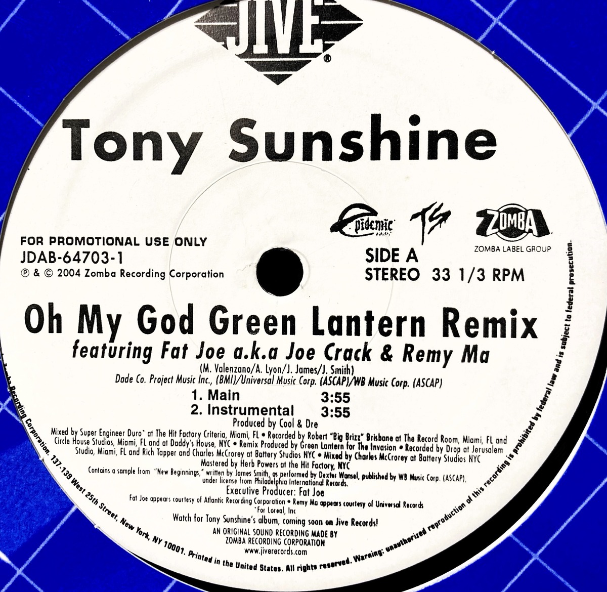 TonySunshine _ Oh My God (Green Lantern Remix) _ JIVE[輸入中古12”] | ジャービートレコード