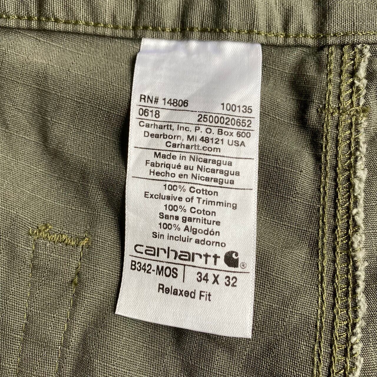 新品未使用品 Carhartt カーハート コットン リップストップ カーゴパンツ ワークパンツ メンズW34 古着 モスグリーン カーキ 緑 ...