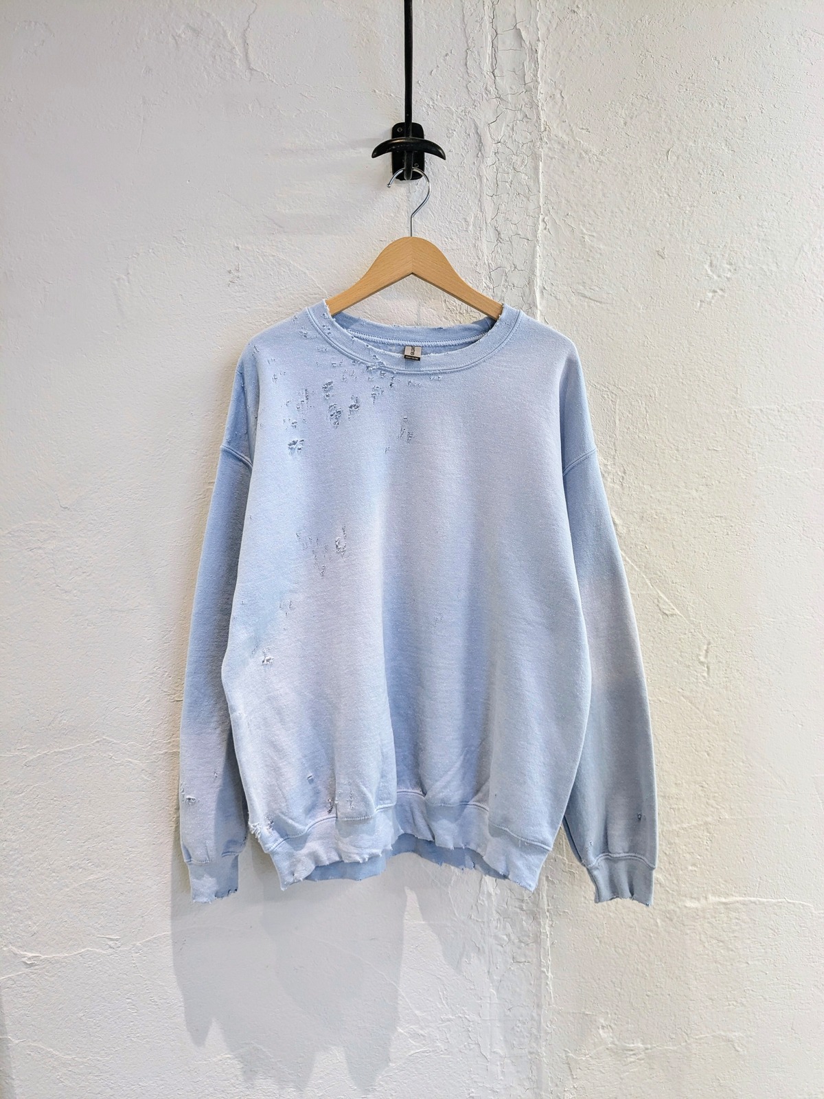 Fade and Damage Design Sweat Shirt "L.Blue" | tokiclothing