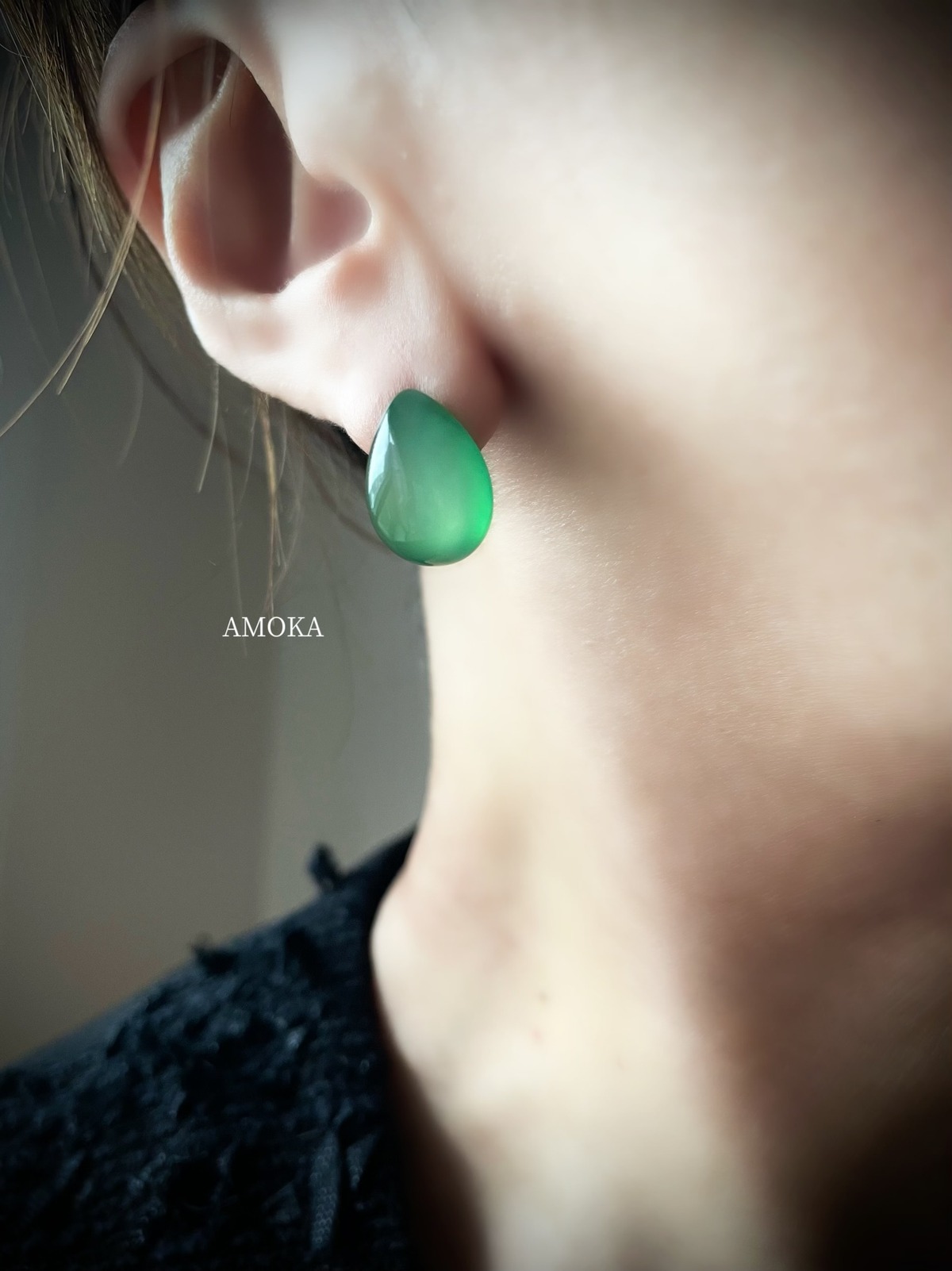 グリーンに魅せられて【14kgf】 グリーンオニキス ピアス | AMOKA