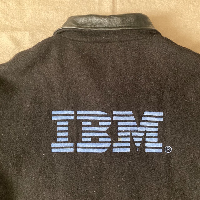 90s Wool×Leather "IBM" Stadium Jacket | 古着 himekichi