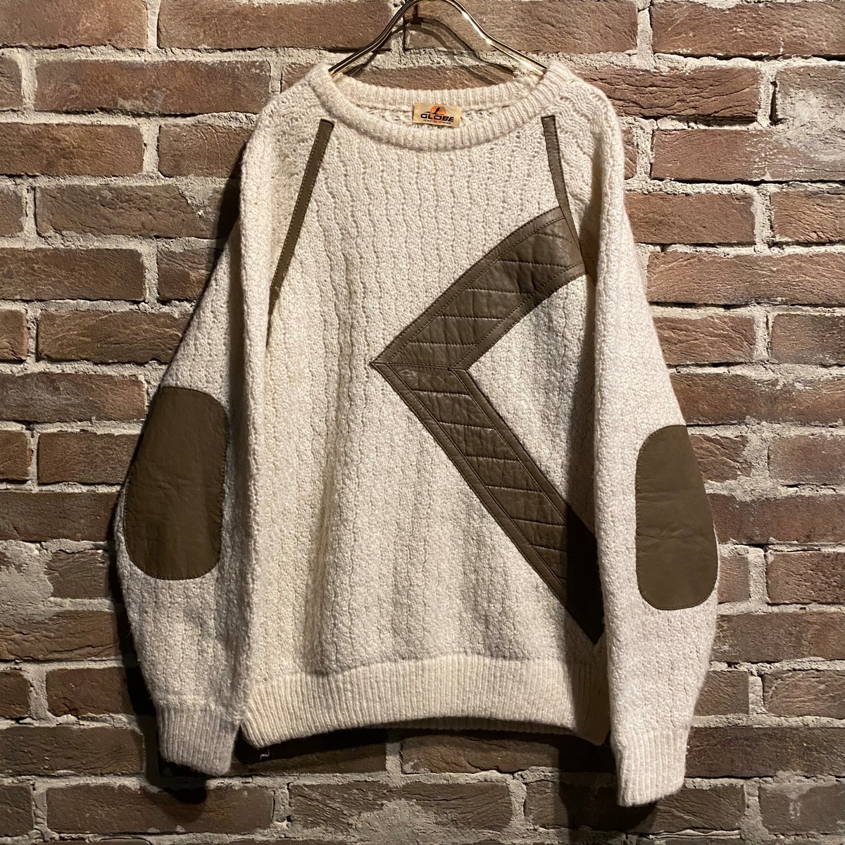 【Caka act3】Leather Patch Design Vintage Mohair Mix Knit | Caka(カカ）下北沢古着 ...