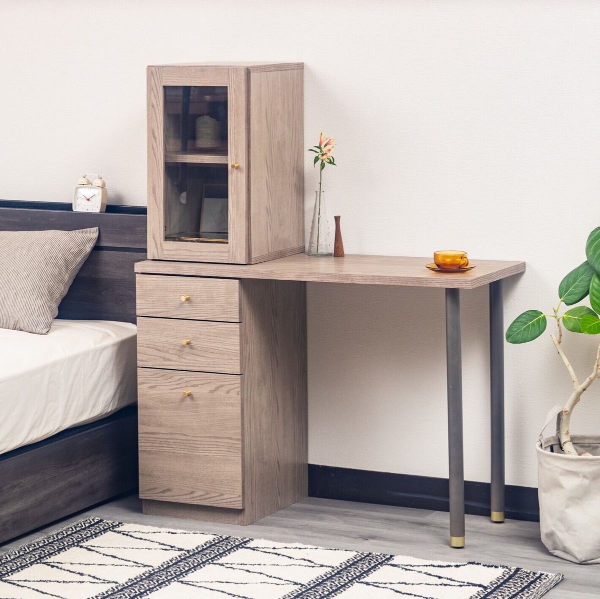 100ドレッサーデスク 単品販売 ミラー・スツール別売り GY【lime-000475】 | Rior Collect 魅力的なインテリア・雑貨の通販