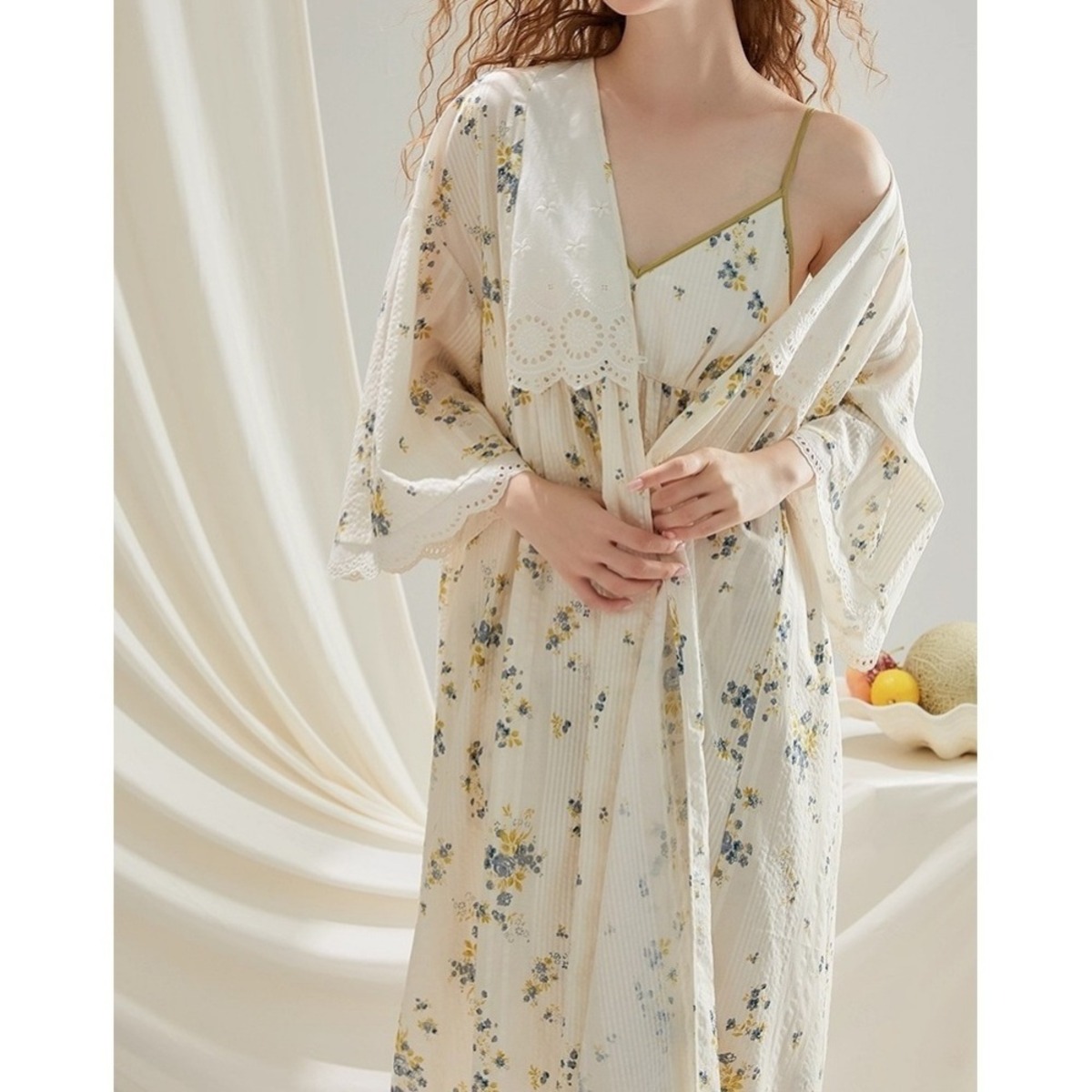 【2piece】【2color】【S-L】flower pattern gown sleeve-less one-piece p1504 ...