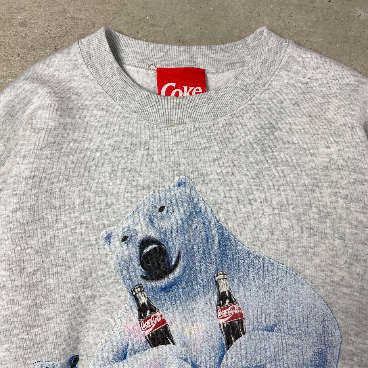 90年代 USA製 Coca-Cola コカコーラ スウェットシャツ シロクマ メンズL 古着 90s 1995 アニマル 企業 ヴィンテージ ...
