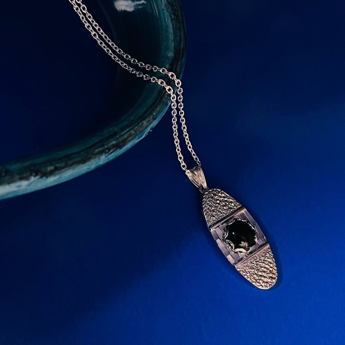 SILVER925 チェーン Vintage Modern Cycle ブラックストーン《SS-0006》 | ModernLoop ユーズドアクセサリー専門店