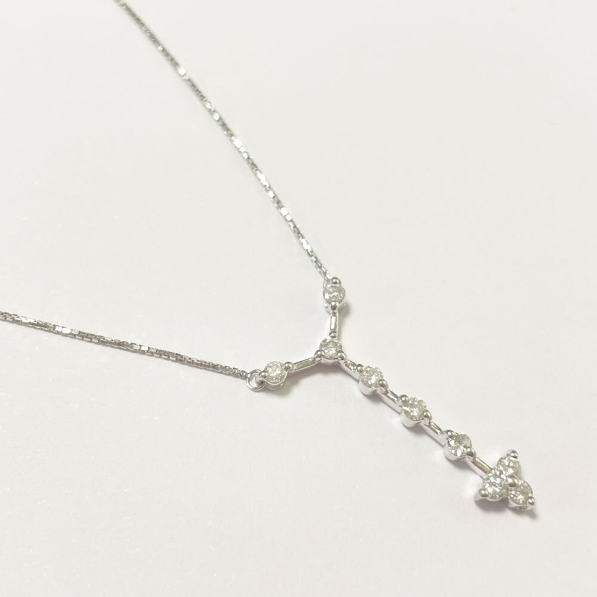 Pt850/900 ダイヤモンド0.31ct デザインネックレス プラチナカラー ベネチアンチェーン | masuya78