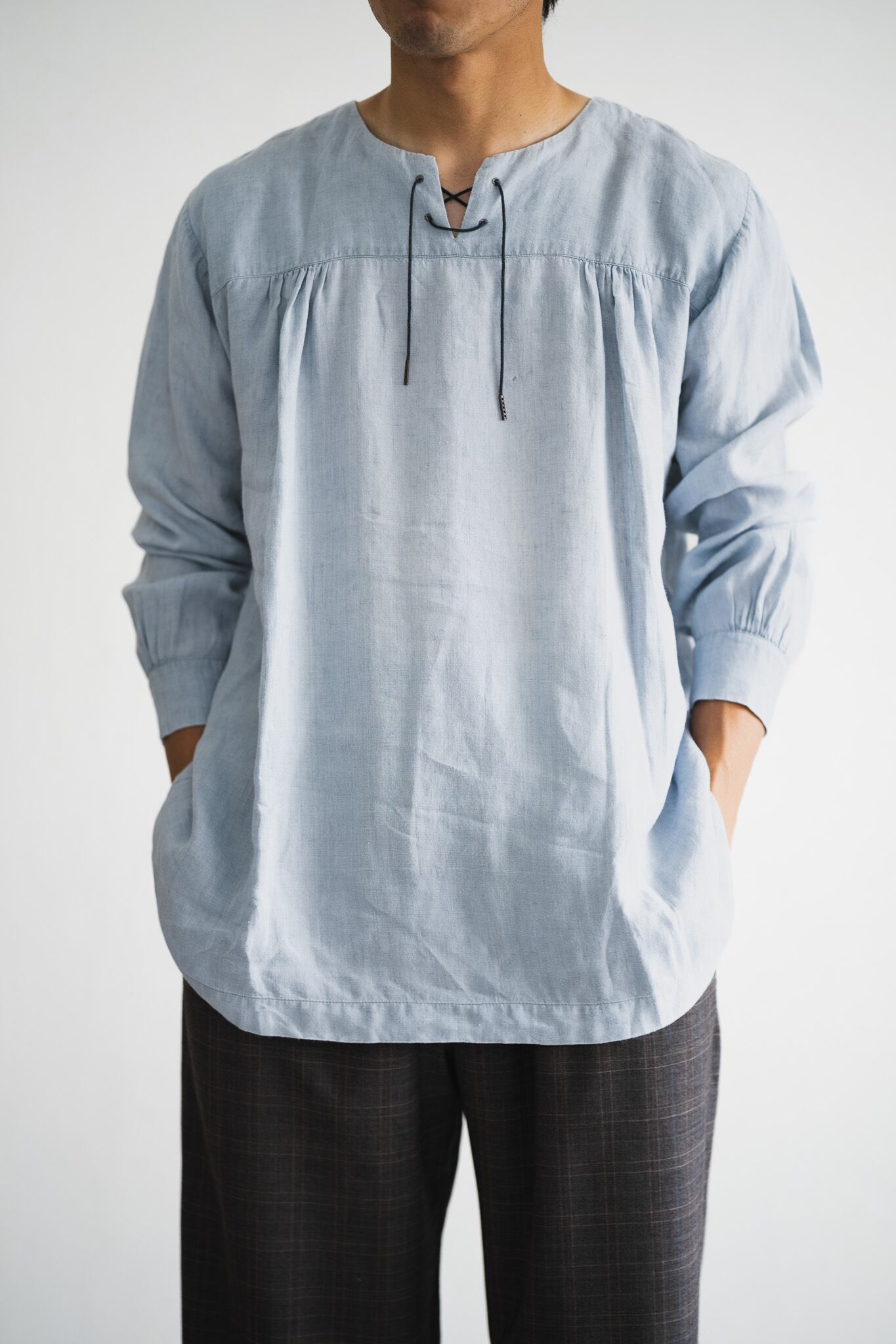 [90's] "Eskandar" Linen Pull over Shirt | recollection vintage