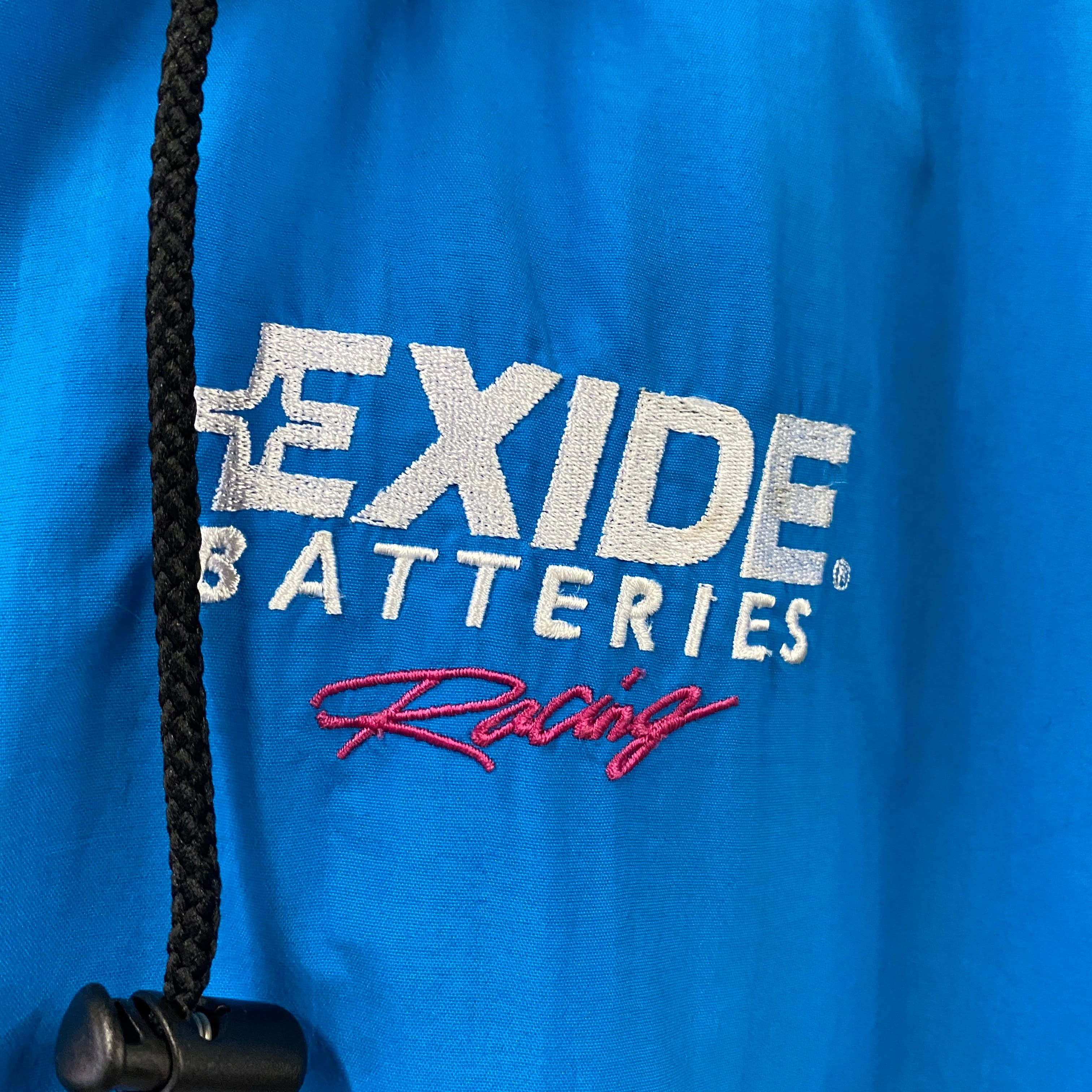 USA製 90年代 EXIDE BATTERIES 企業ロゴ 刺繍 ナイロン レーシングジャケット メンズ2XL 古着 90s ヴィンテージ ...