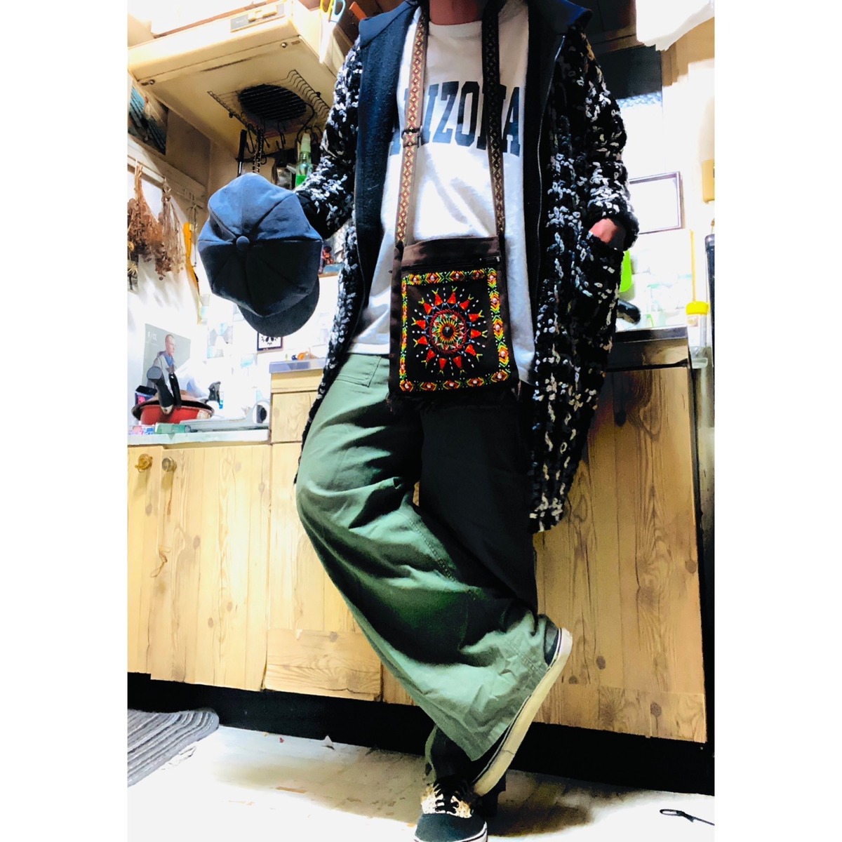 80s 世界に一つ 職人オーダーハンドメイド 3Dニット 羽織り | ROMP vintage used shop