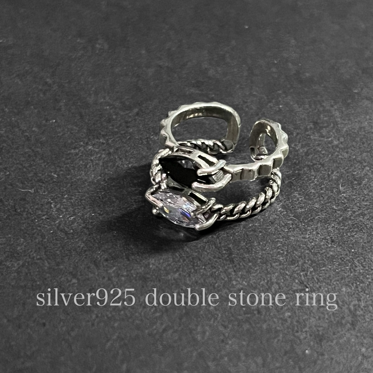 シルバー925 ダブルストーンリング / silver925 double stone ring | N.st