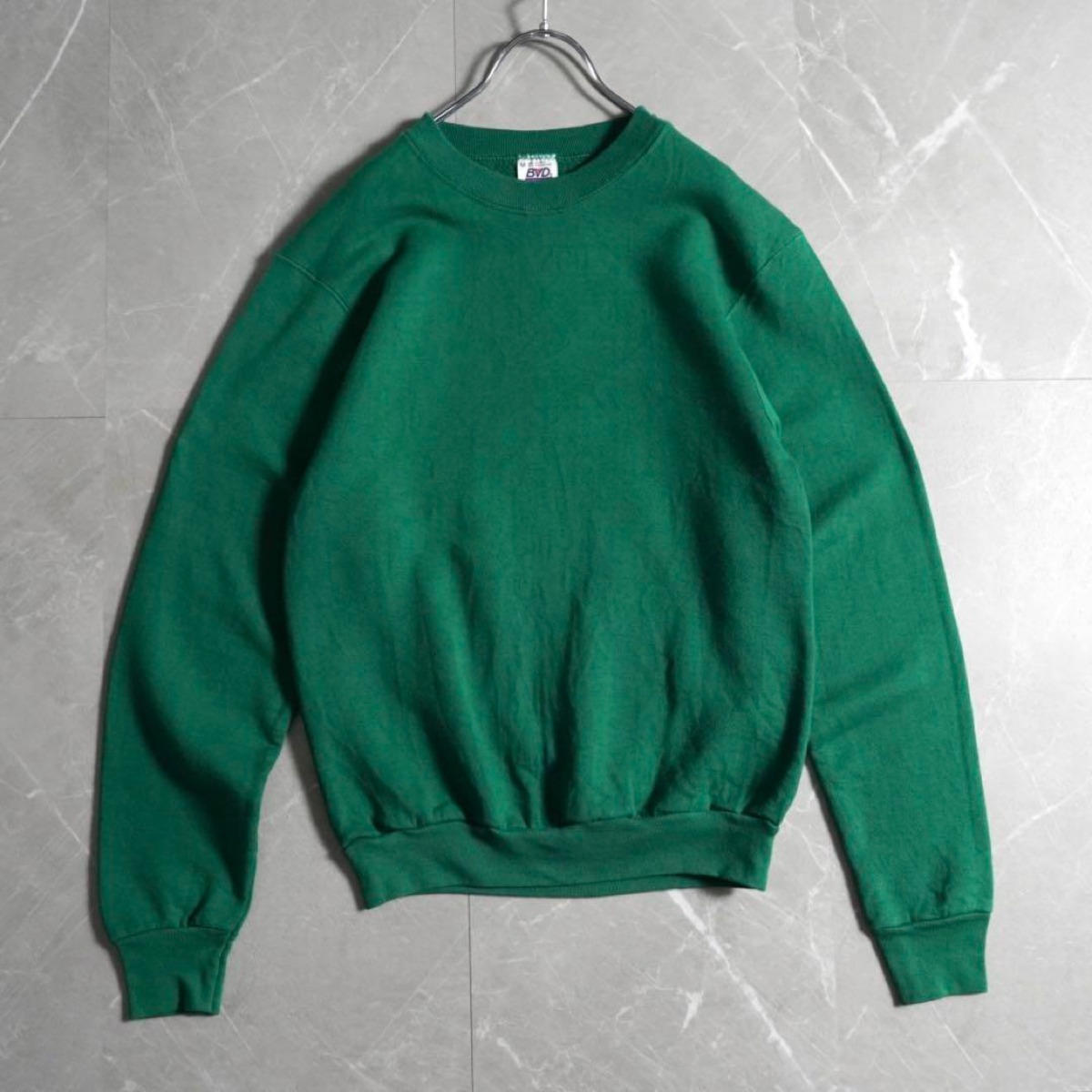 B.V.D Plain Sweatshirts M size Made in USA 90s Green color BVD スウェット M ...