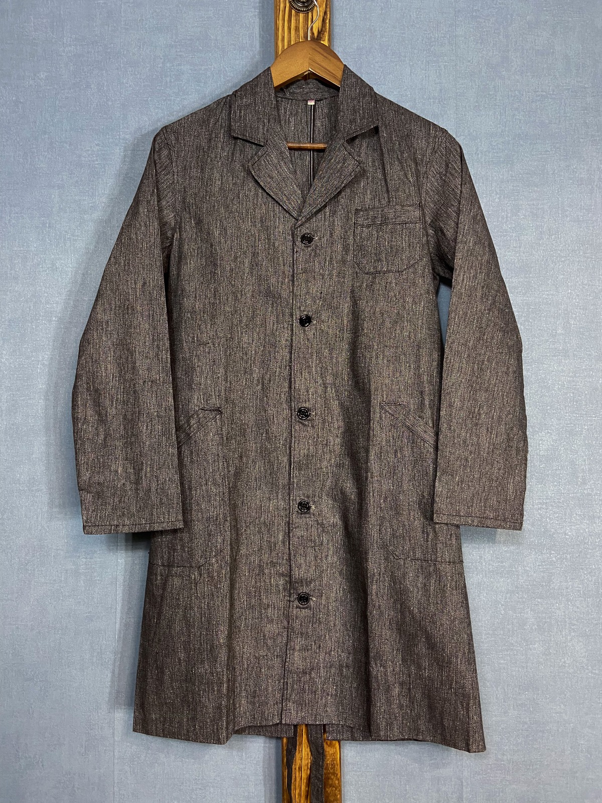 【1940-50s】"French Work" Black Chambray Atelier Coat, Deadstock!! | freely
