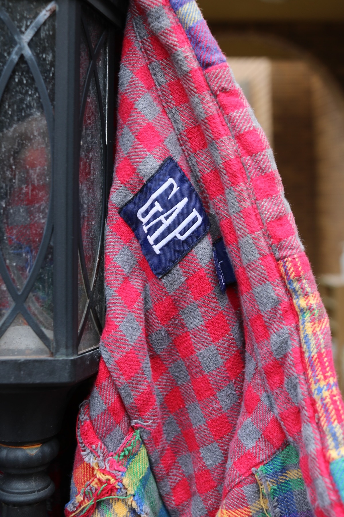 old gap patch work shirt 90s | focus