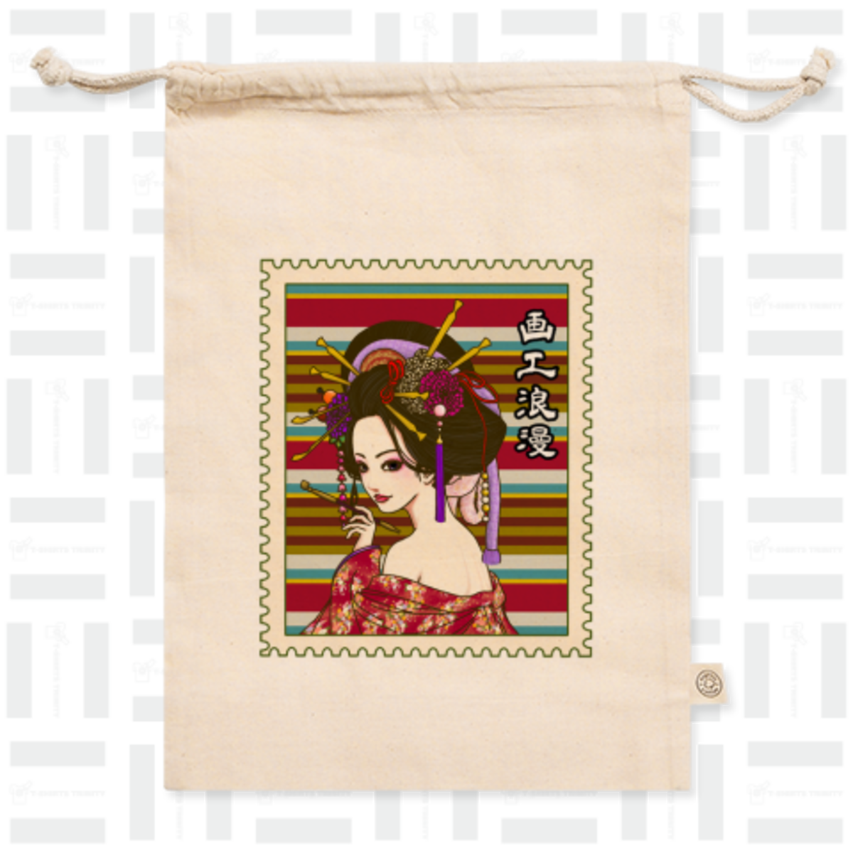 画工浪漫「花魁」A / オーガニックコットン巾着L | Vir
