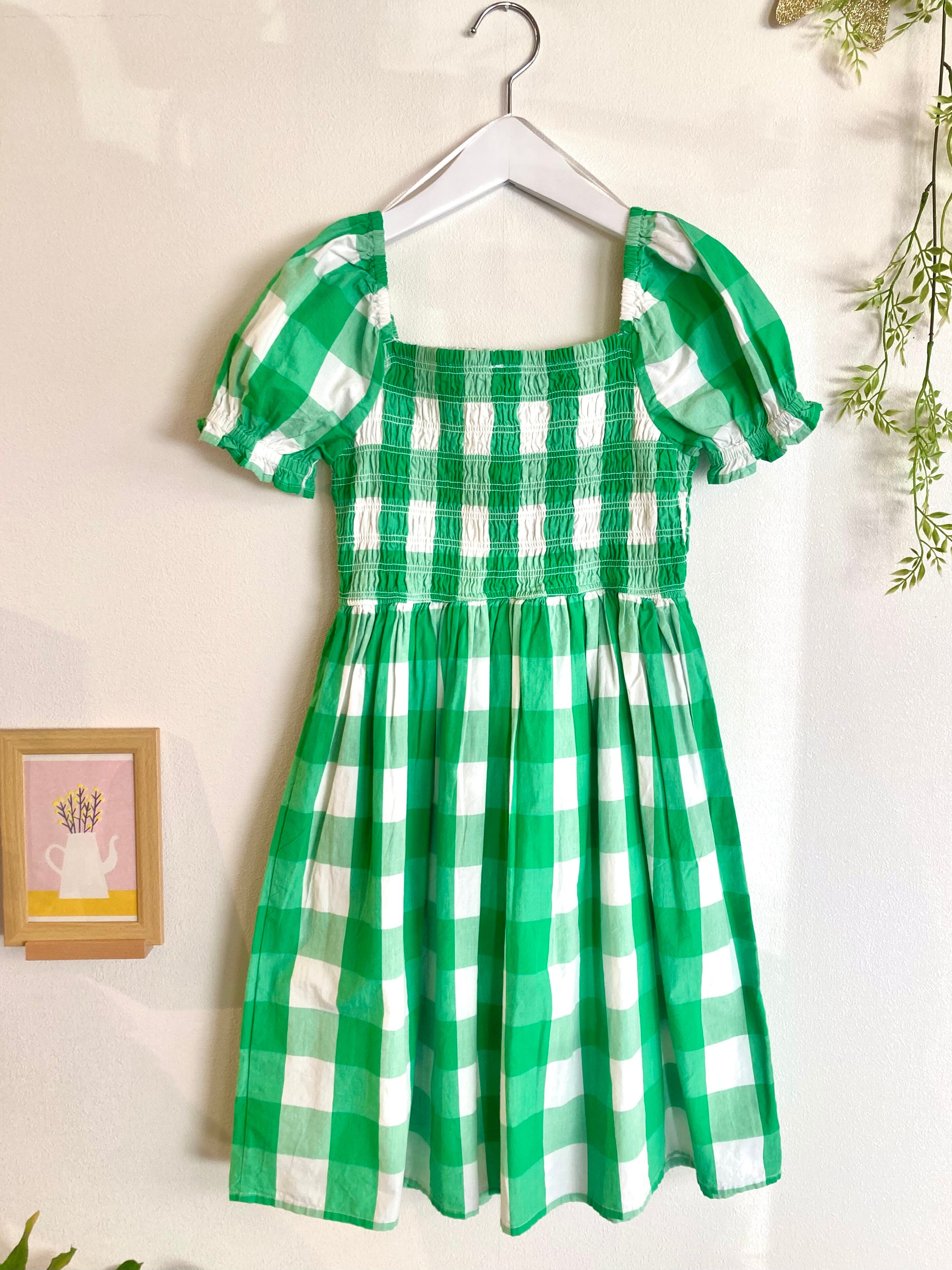 140-146cm Green Check Dress | Pay ID