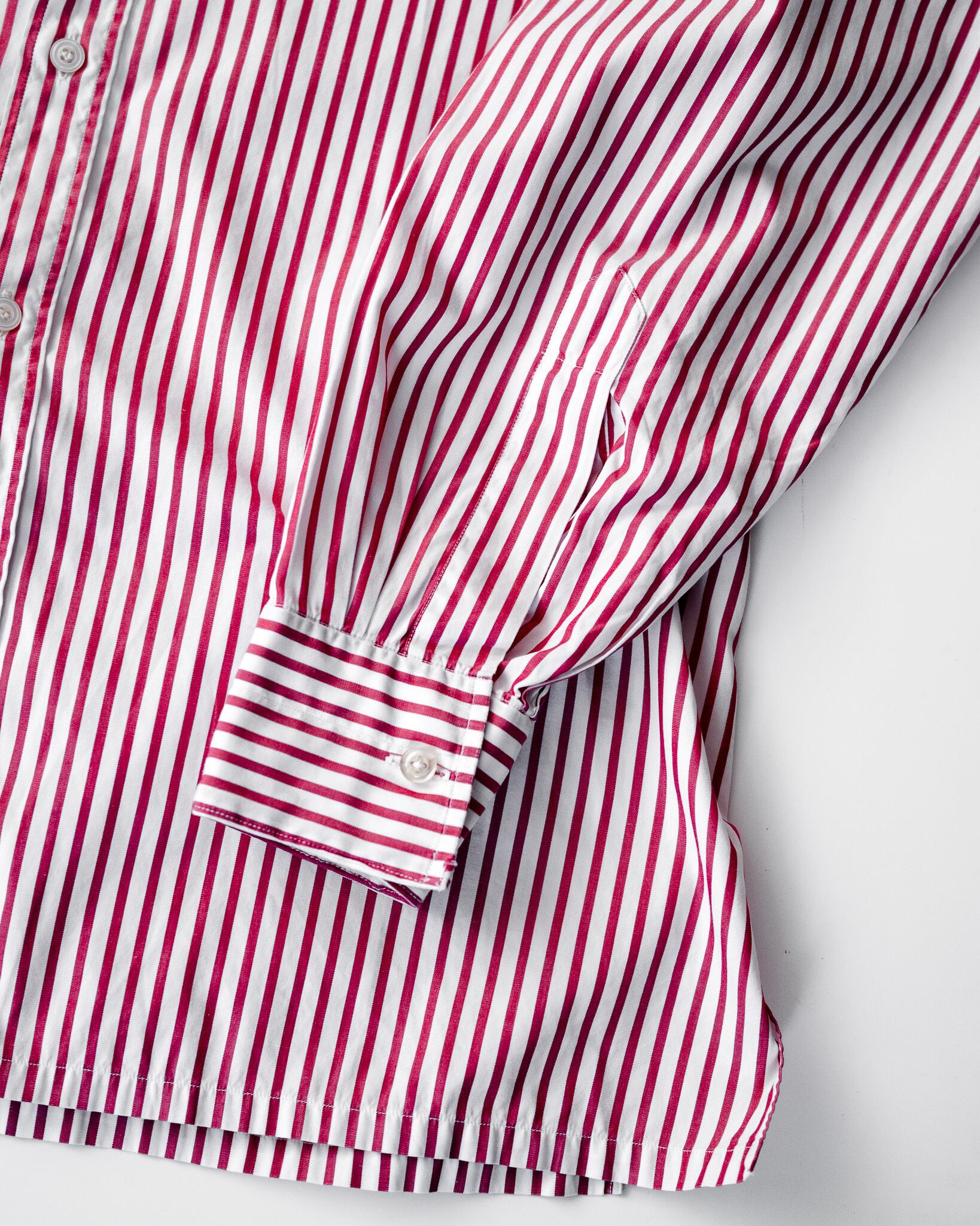 [80's~] "Charvet" Red Stripe Single Cuffs Regular Collar Shirt ...