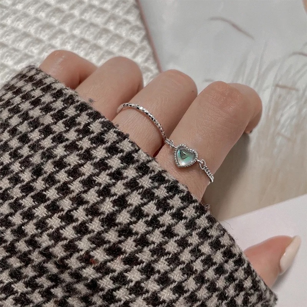 Heart chain ring ハートチェーンリング お花の指輪 シックジュエリー アクセサリー | shyshi【韓国風インテリア・輸入雑貨】