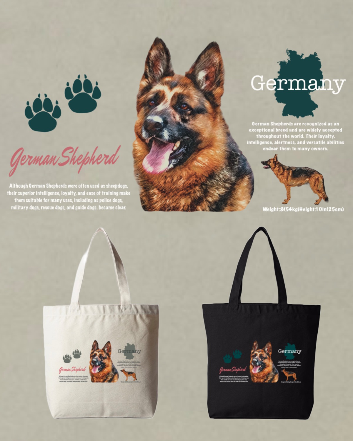 LAPSI DOG BOOK Shepherd canvas tote bag | LAPSI DOG VINTAGE（ラプシ ドッグ ヴィンテージ）