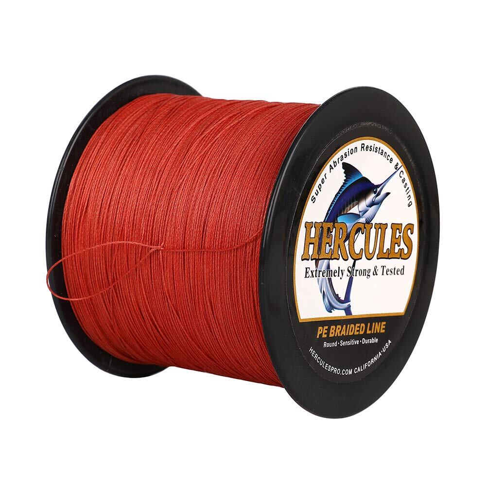 ヘラクレス編組釣り糸1500m 1640yds 6lbs-100lbs PE Superline 4 Strands（Red 60lb/27 ...