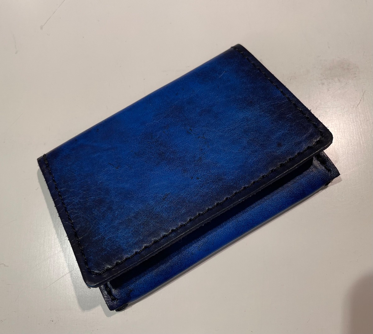 【オーダー制作】手染め二つ折りオリジナル名刺入れ | 革工房Rickiey（リッキー） 手染めレザーアイテム ウォレット・スマホケース販売