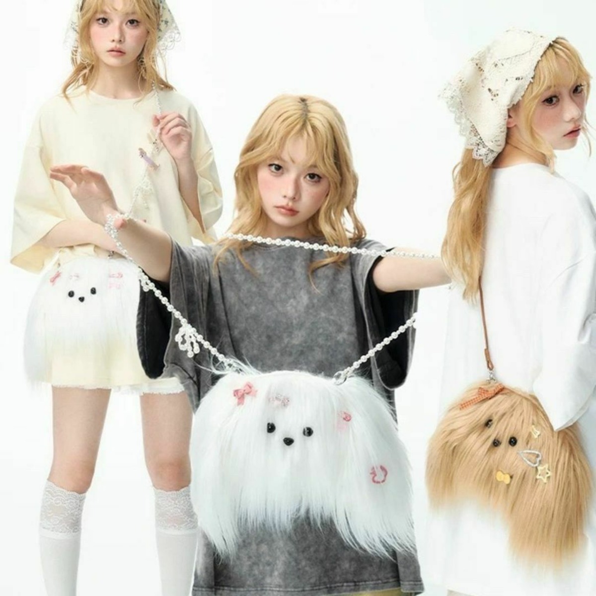 杨二大梦 犬モチーフ ふわふわ ミニ ショルダーバッグ マルチーズ ホワイト | Uturi -日本未入荷 海外ブランドアイテム セレクトショップ-