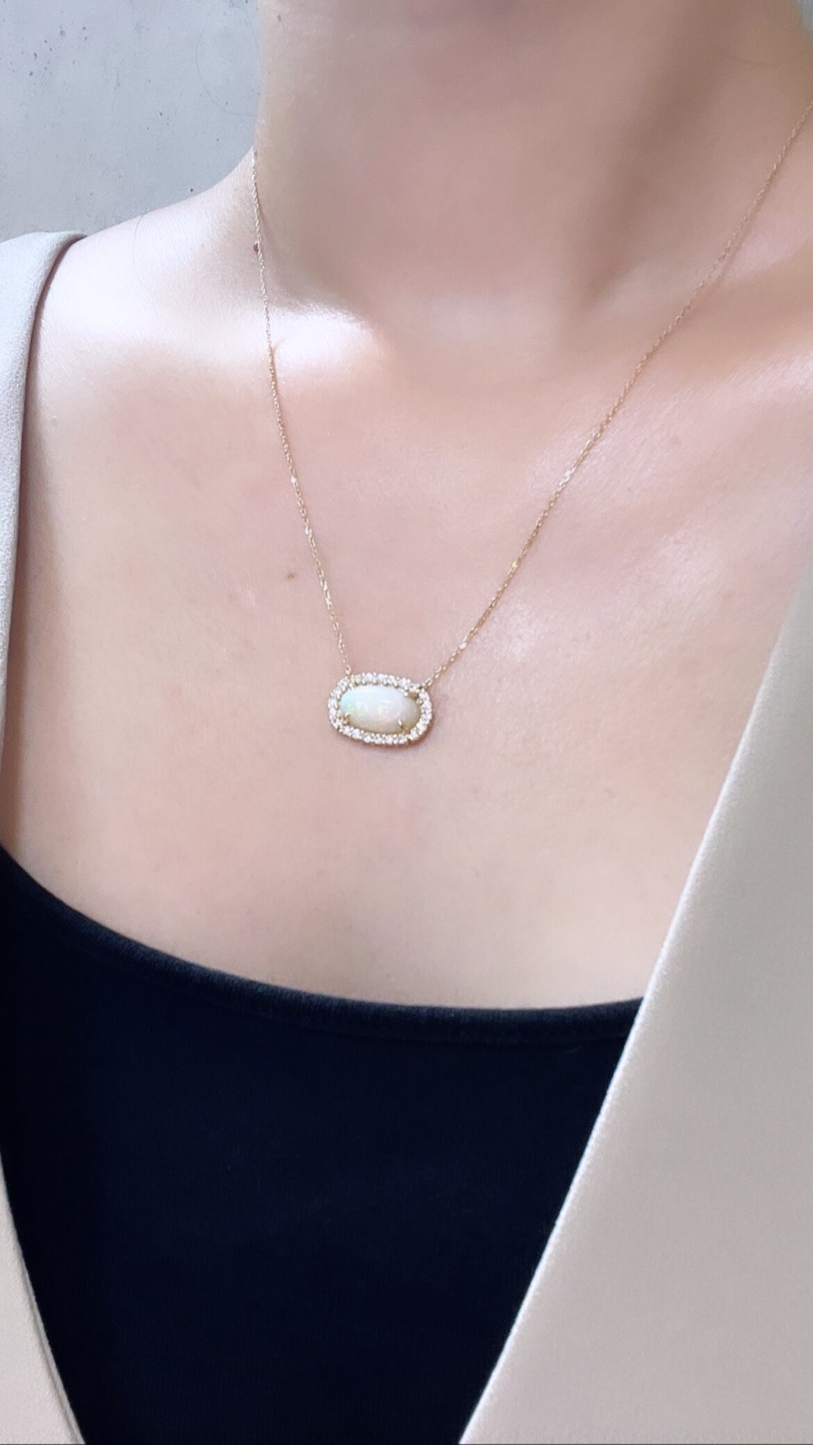 K10ダイヤ取り巻きオパールネックレス | KUDANA