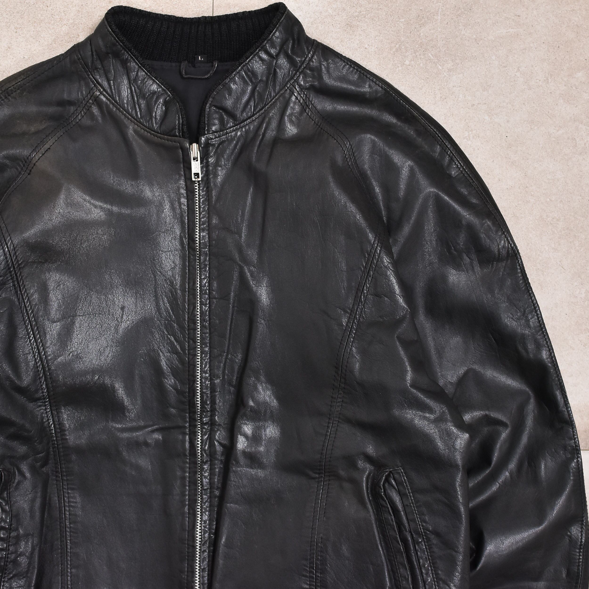 Vtg Black leather blouson | 古着屋 grin days memory 【公式 Vtg Black leather blouson | 古着屋 grin days memory 【公式