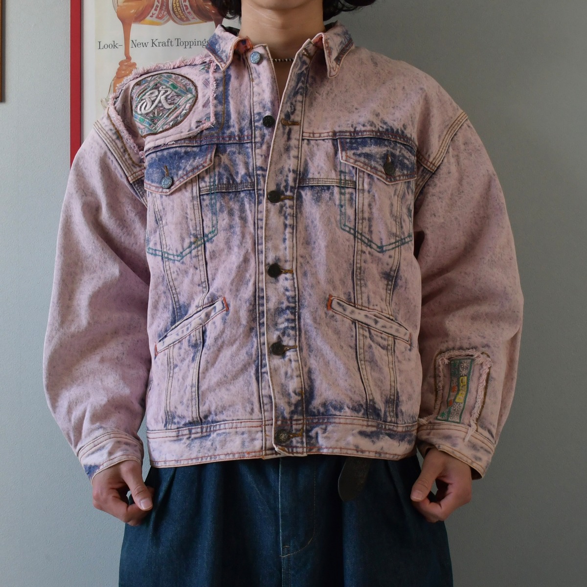 90s Embroidery denim jacket | natume