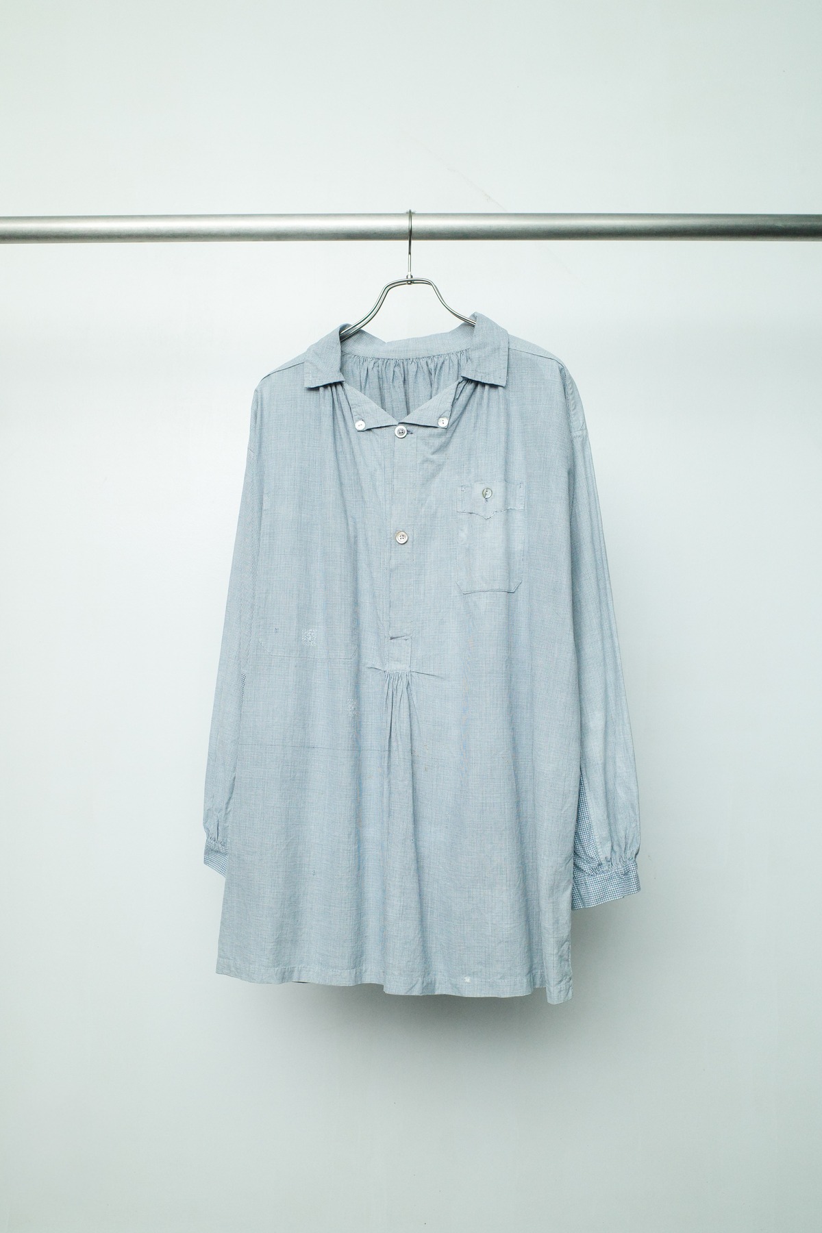 1920-30s France "BRAILLON" indigo houndtooth butcher smock | KIT VINTAGE