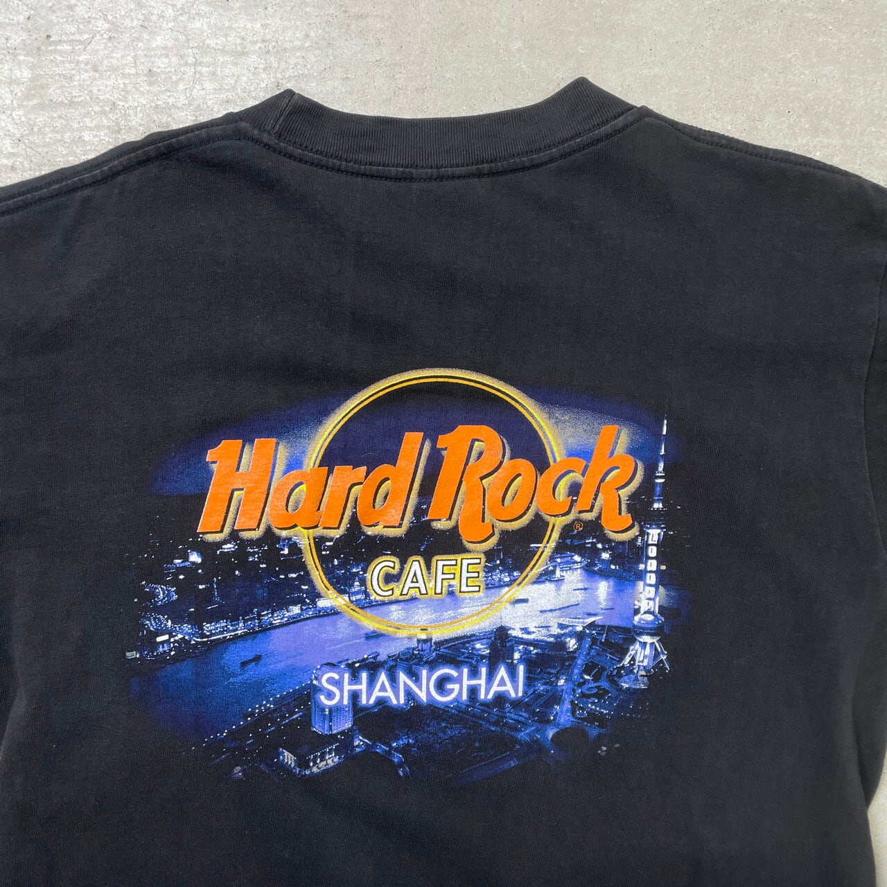 HARD ROCK CAFE SHANGHAI ハードロックカフェ プリントTシャツ メンズM 古着 上海 フェードブラック 黒色【Tシャツ ...