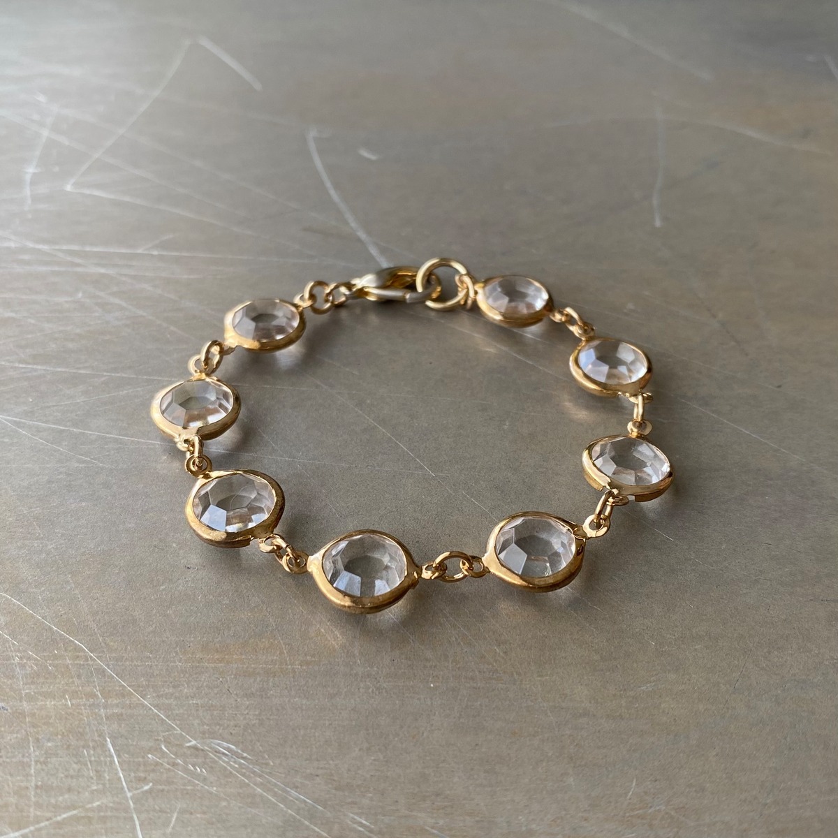 Vintage 80s-90s USA retro round cut crystal bijou bracelet レトロ アメリカ ...