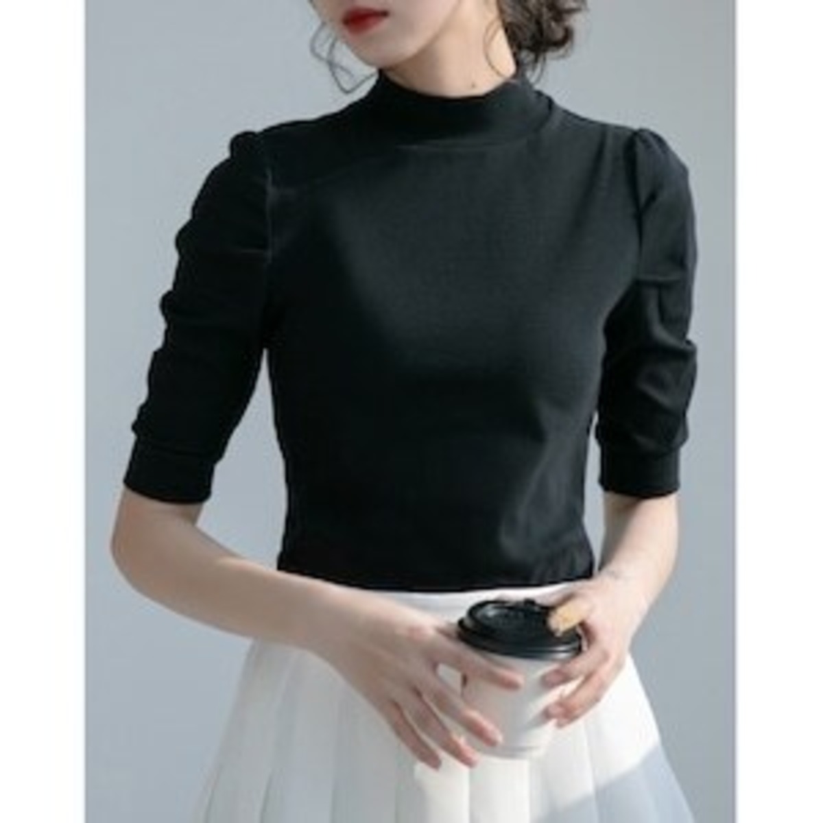 ハーフハイネックギャザースリーブTシャツ | yoheipiano1